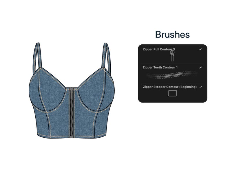 Procreate Fashion Brushes: Zipper Stamps for Garment Design (brushset ...