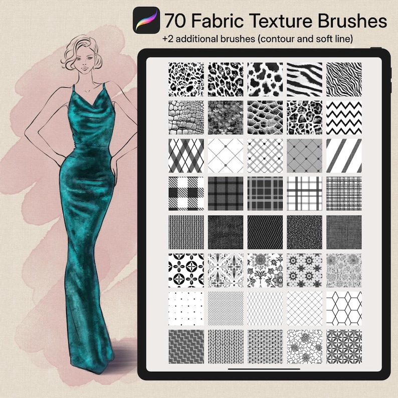 70 Procreate Fabric Texture Brushes, Fashion Brushes - Etsy