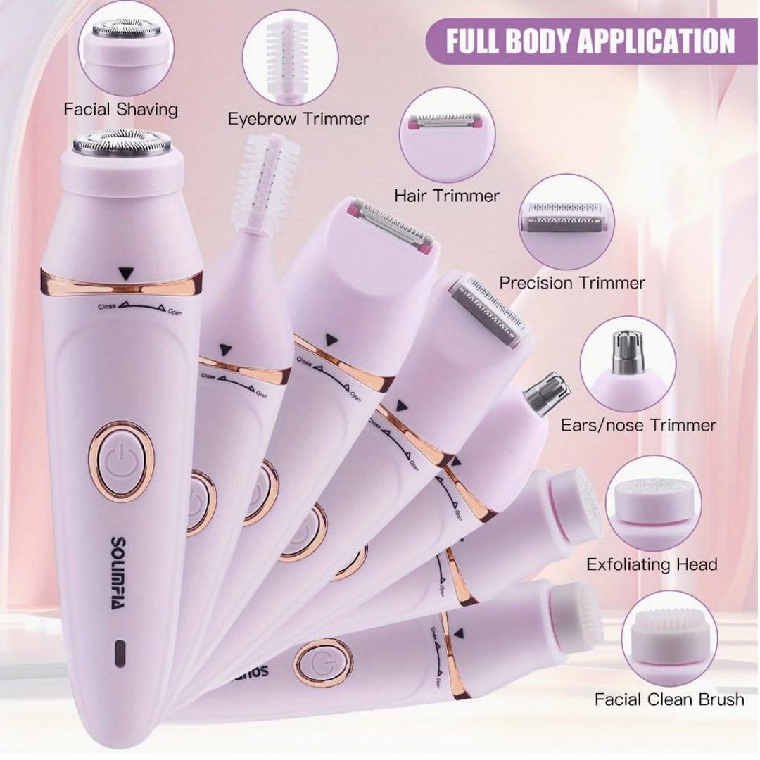 7-in-1 Electric Epilator & Shaver - USB Rechargeable Hair Removal ...