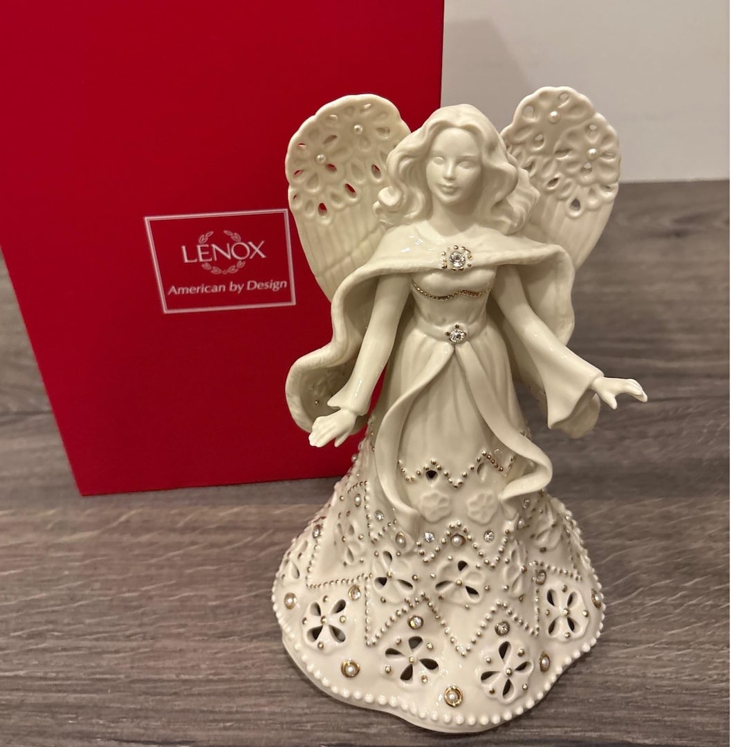 Vintage Lenox Florentine Pearl Angel Figurine Lighted Wings Christmas ...