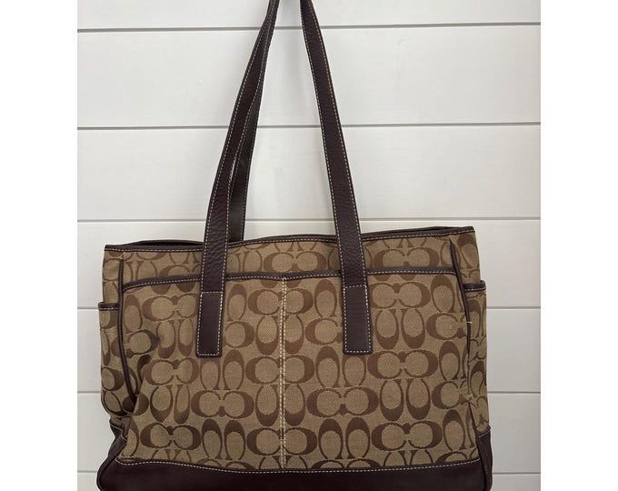Vintage Y2k Coach Madeleine Signature C Monogram Tote Bag Brown Leather ...