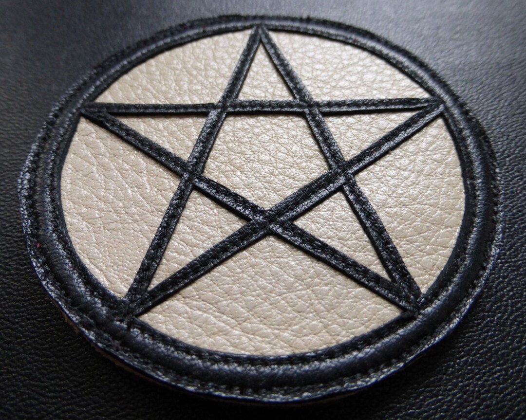 Pentagram Leather Patch or Pentagram Leather Adhesive Sticker Pentagram ...
