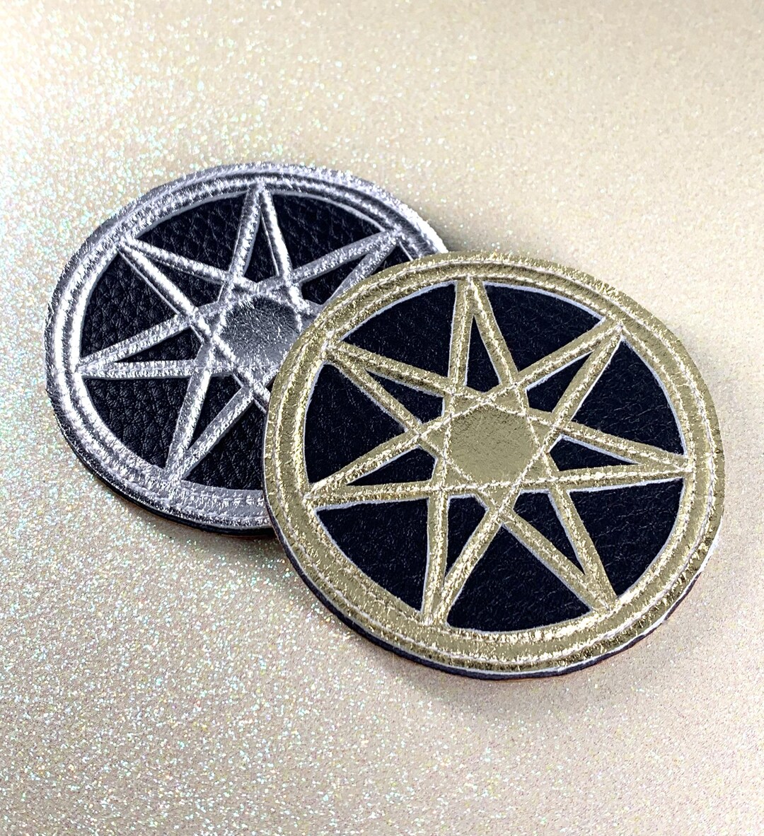 Seven Pointed Elven Star Leather Patch or Leather Adhesive Sticker ...