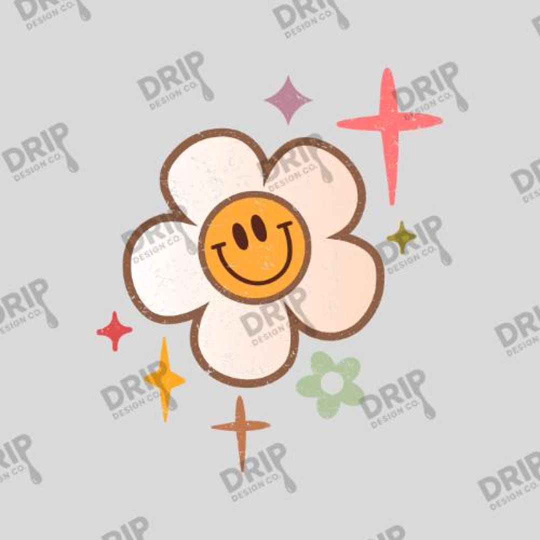 Smile Face Flower DTF Transfer - Etsy