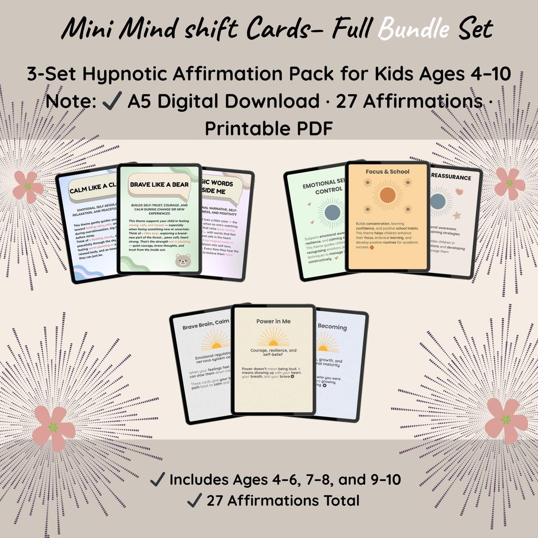 Mini Mind Shift Cards™ BUNDLE for Kids Ages 4–10 | Printable Hypnosis ...