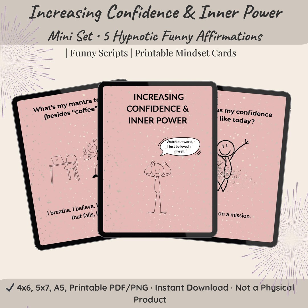 Funny Affirmation Cards for Confidence & Self-love | Mini Set of 5 ...