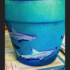 Shark Infested Waters Planter Pot Set - Etsy