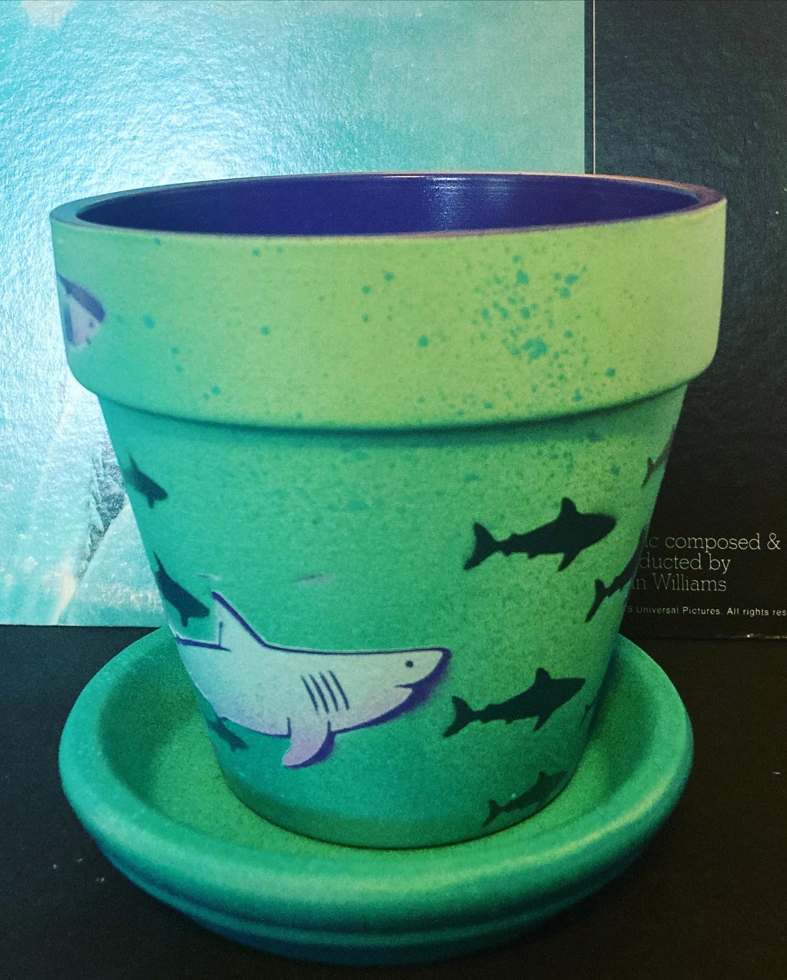 Shark Infested Waters Planter Pot Set - Etsy