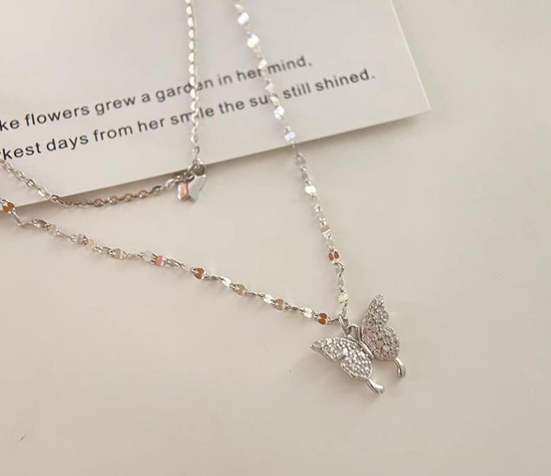 Pure 999 Silver Original Design Double Layer Chain Butterfly Charm ...