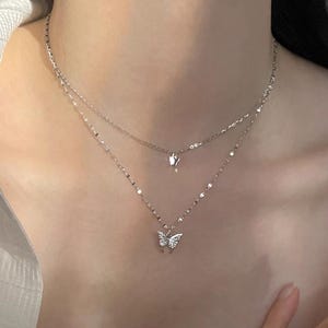 Pure 999 Silver Original Design Double Layer Chain Butterfly Charm ...