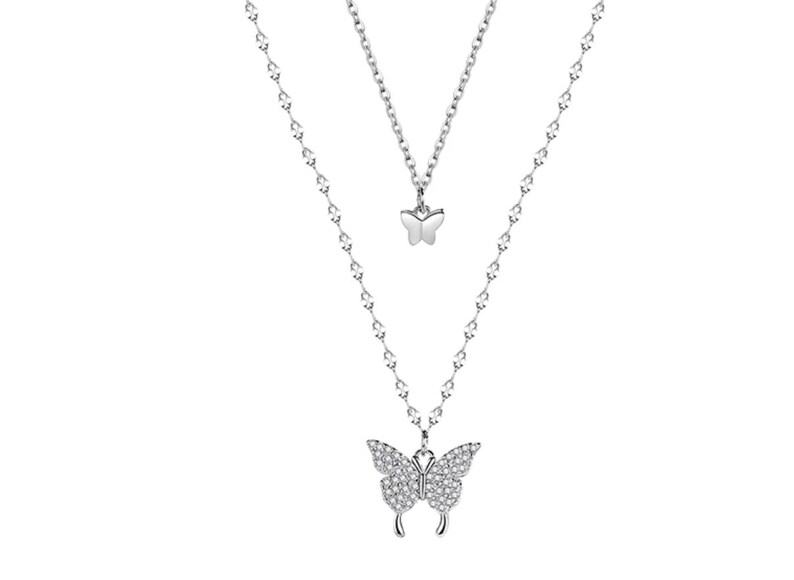 Pure 999 Silver Original Design Double Layer Chain Butterfly Charm ...