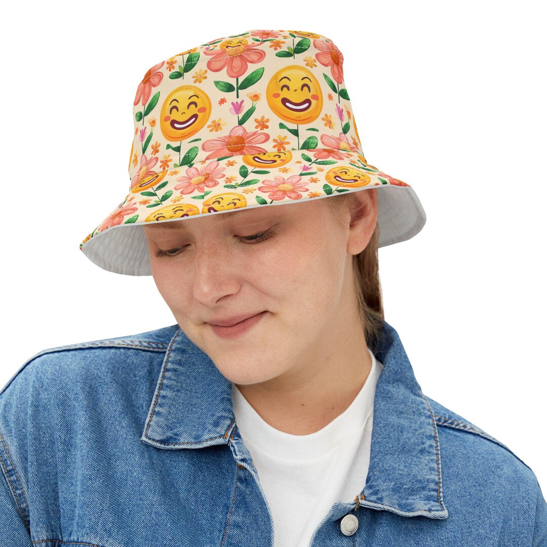 Bucket Hat Smiley Face Flowers - Etsy