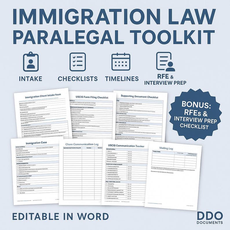 Immigration Law Paralegal Toolkit | Editable Legal Templates ...