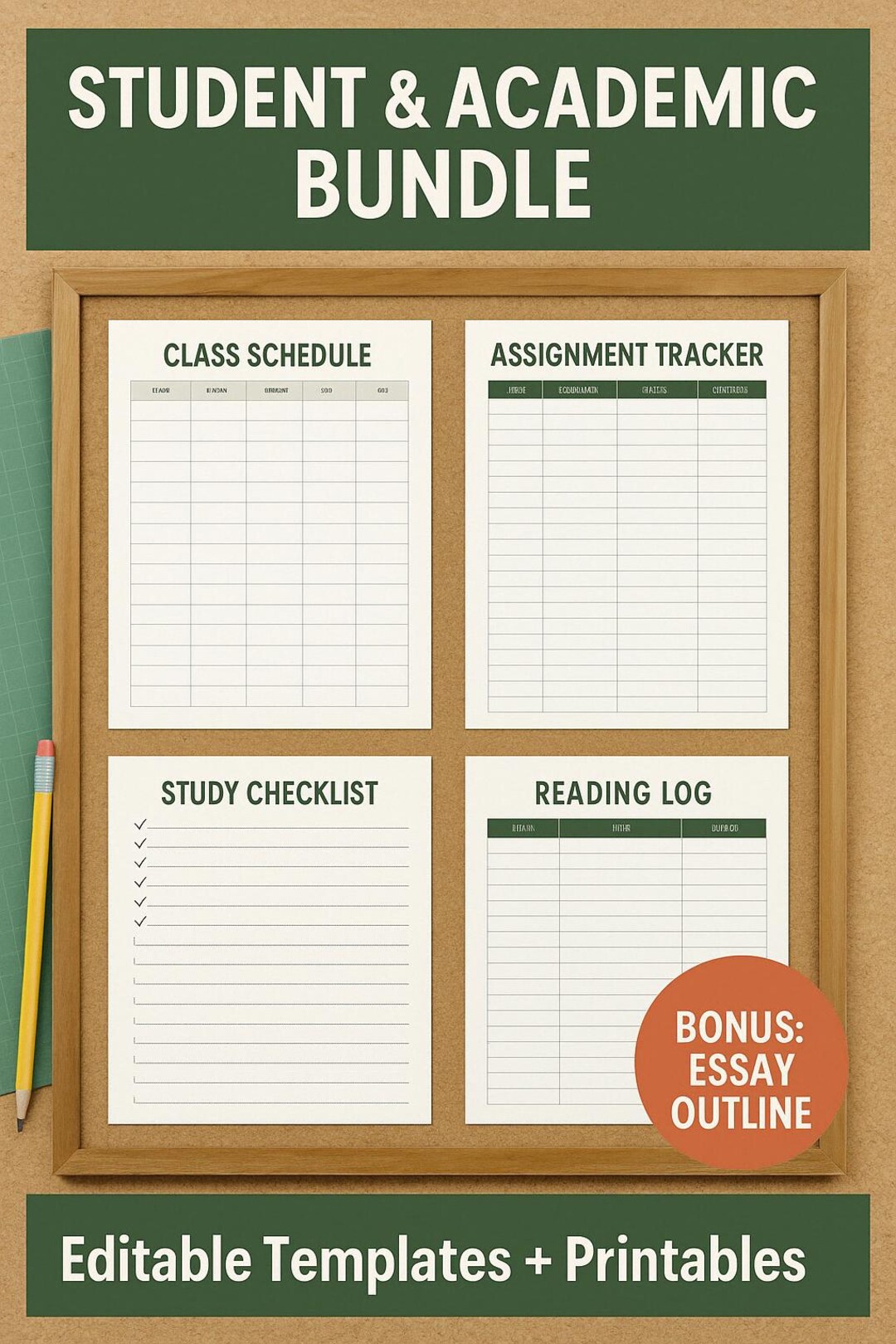 Student & Academic Bundle | Editable School Templates | Class Schedule ...