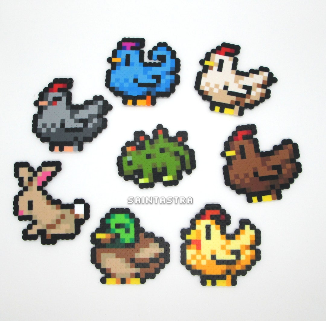 Stardew Valley Coop Animals Perlers // Rabbit Duck Dinosaur Chicken ...