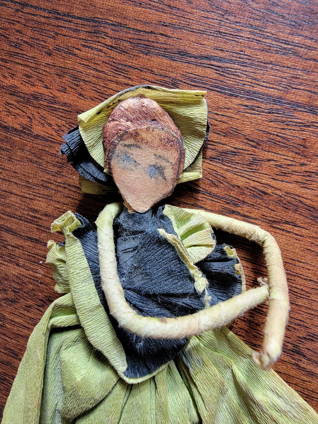 Vintage Handmade Green Crepe Paper Doll With Hand-drawn Face 1960s ...