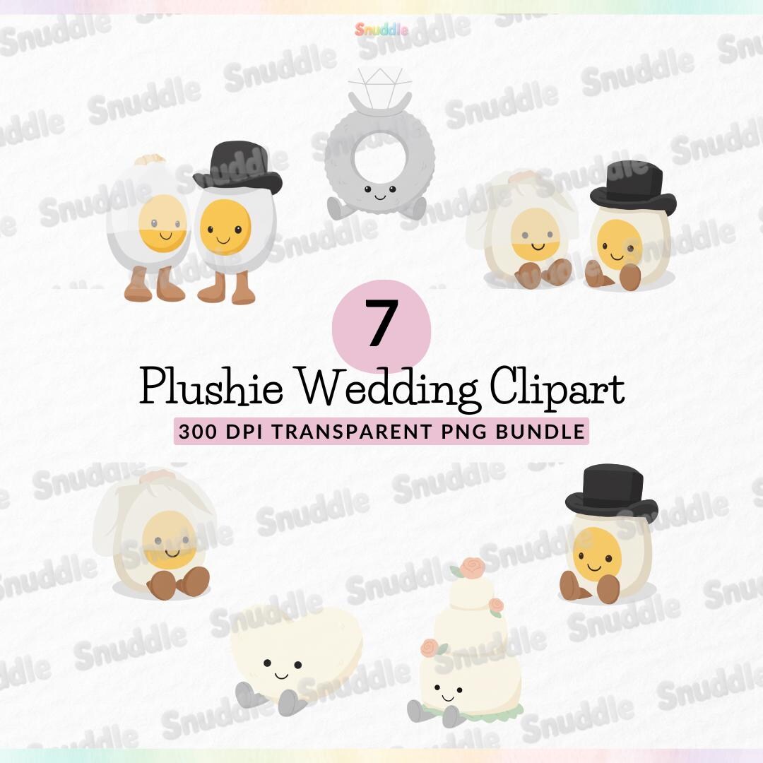 Plushie Wedding Clipart Set: Love, Transparent Background, Stickers ...
