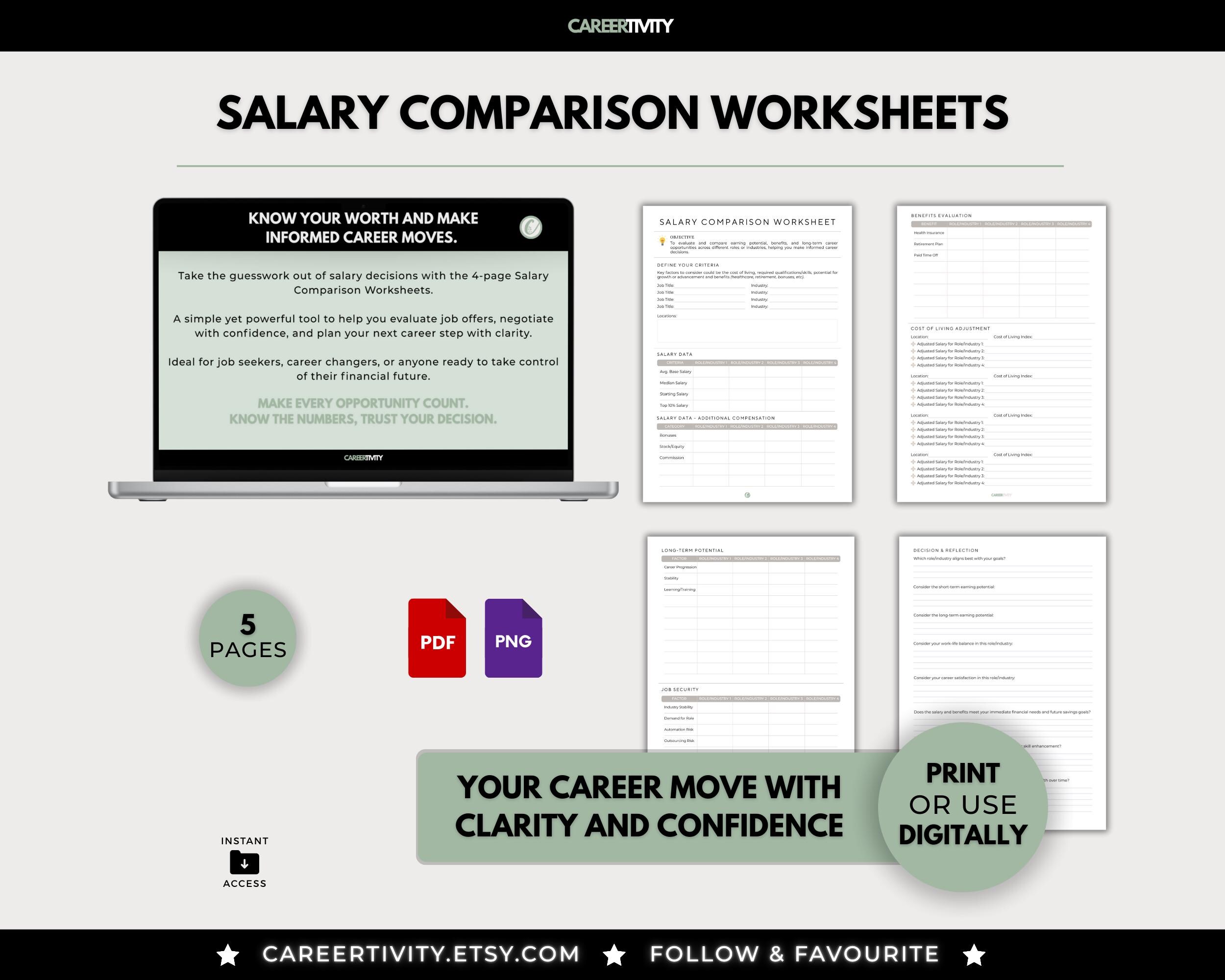 Salary Comparison Worksheet | Personal & Professional Development ...