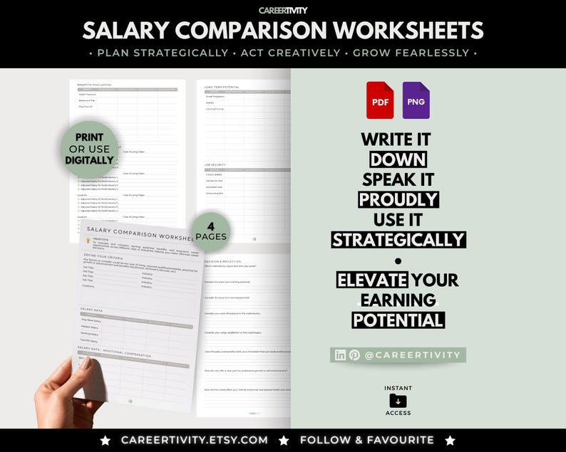 Salary Comparison Worksheet | Personal & Professional Development ...