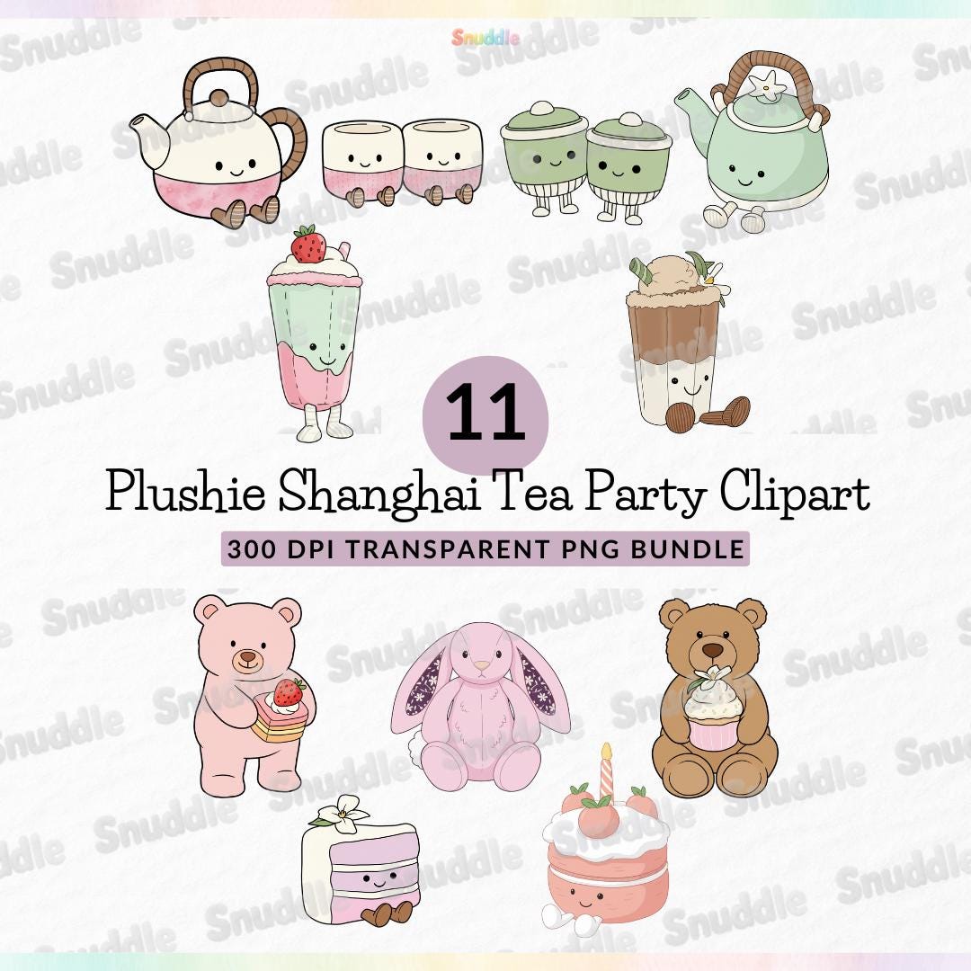Plushie Shanghai Tea Party Clipart Set: Transparent Background ...