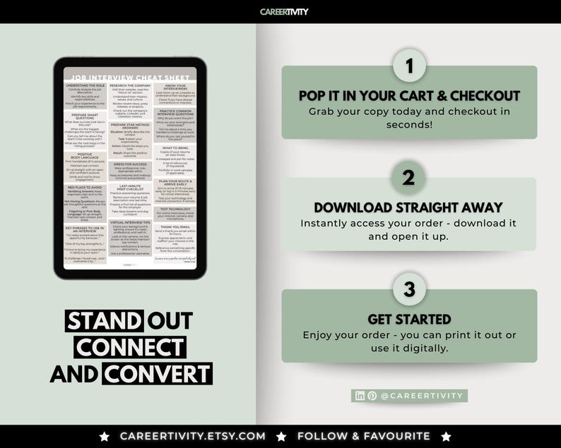 Job Interview Cheat Sheet | Getting Hired | Tips & Guide | Interview ...