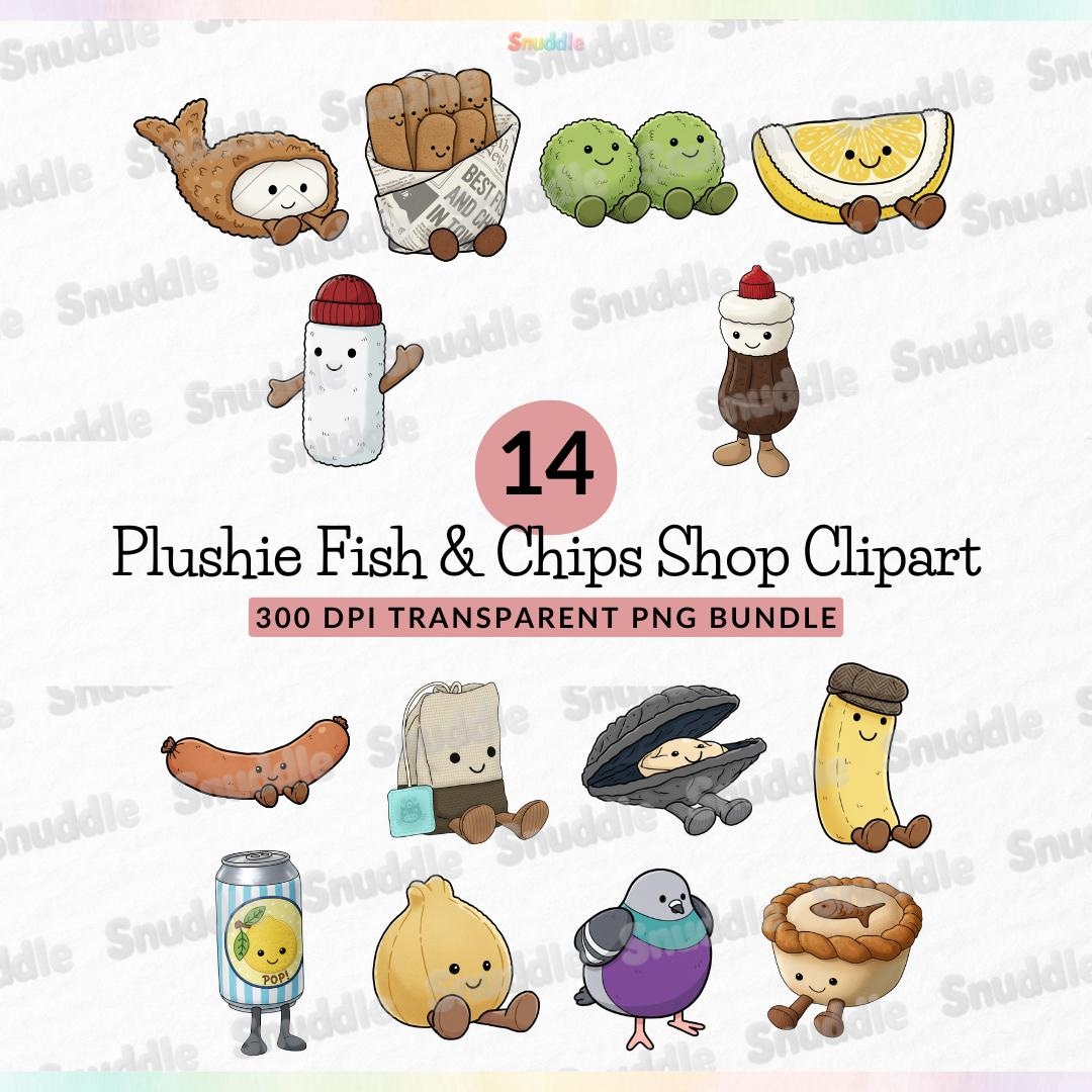 Plushie Fish & Chips Shop Clipart: Transparent Background, Stickers ...