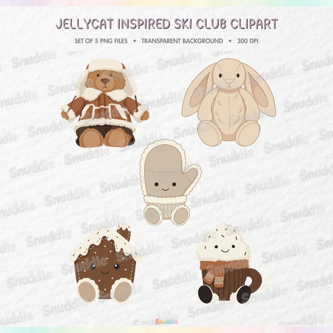 Jellycat Inspired Ski Club Clipart Set: Transparent Background ...