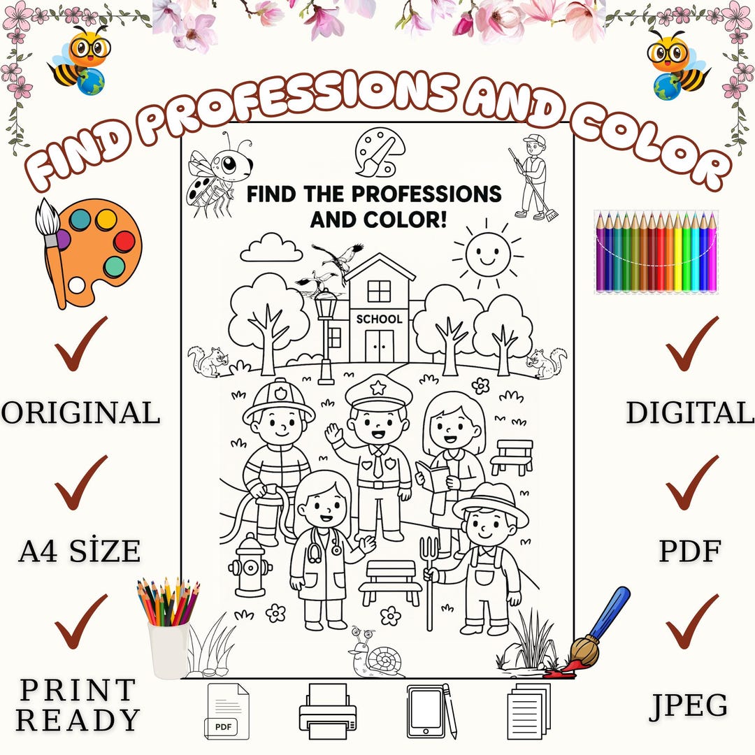 Kids Coloring Page | Learn - Color Professions | Printable Career ...