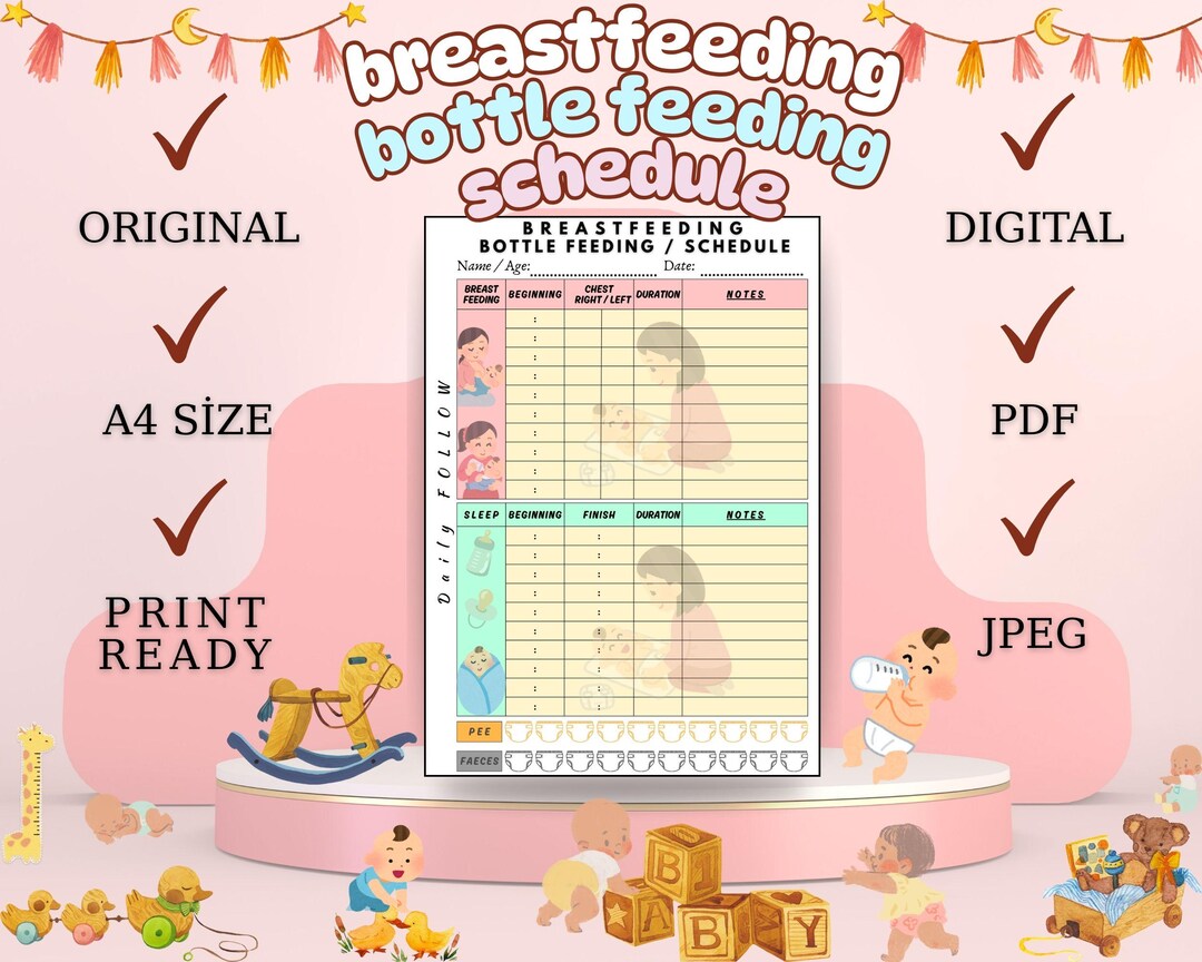 Baby Feeding and Sleep Tracker Chart - Digital Newborn Log - Baby ...
