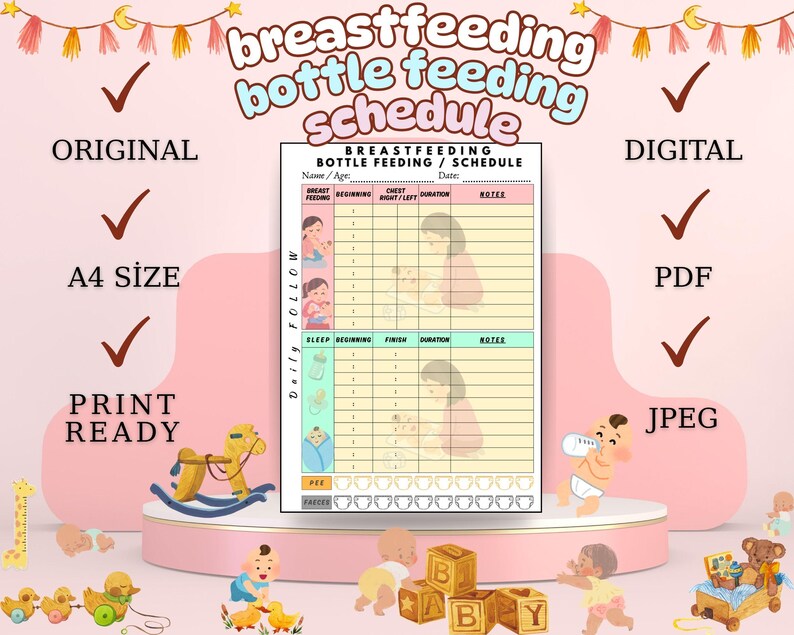 Baby Feeding & Sleep Tracker: Newborn Daily Routine Chart (PDF) - Etsy