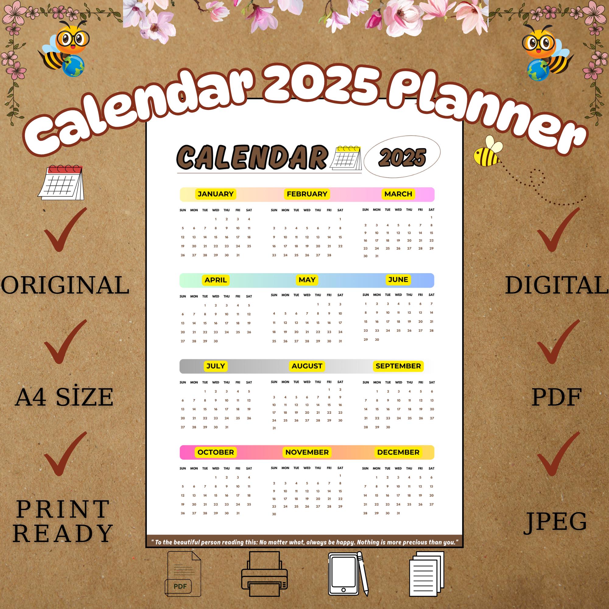 2025 Minimalist Calendar: Printable A4 Yearly Planner (PDF Download) - Etsy