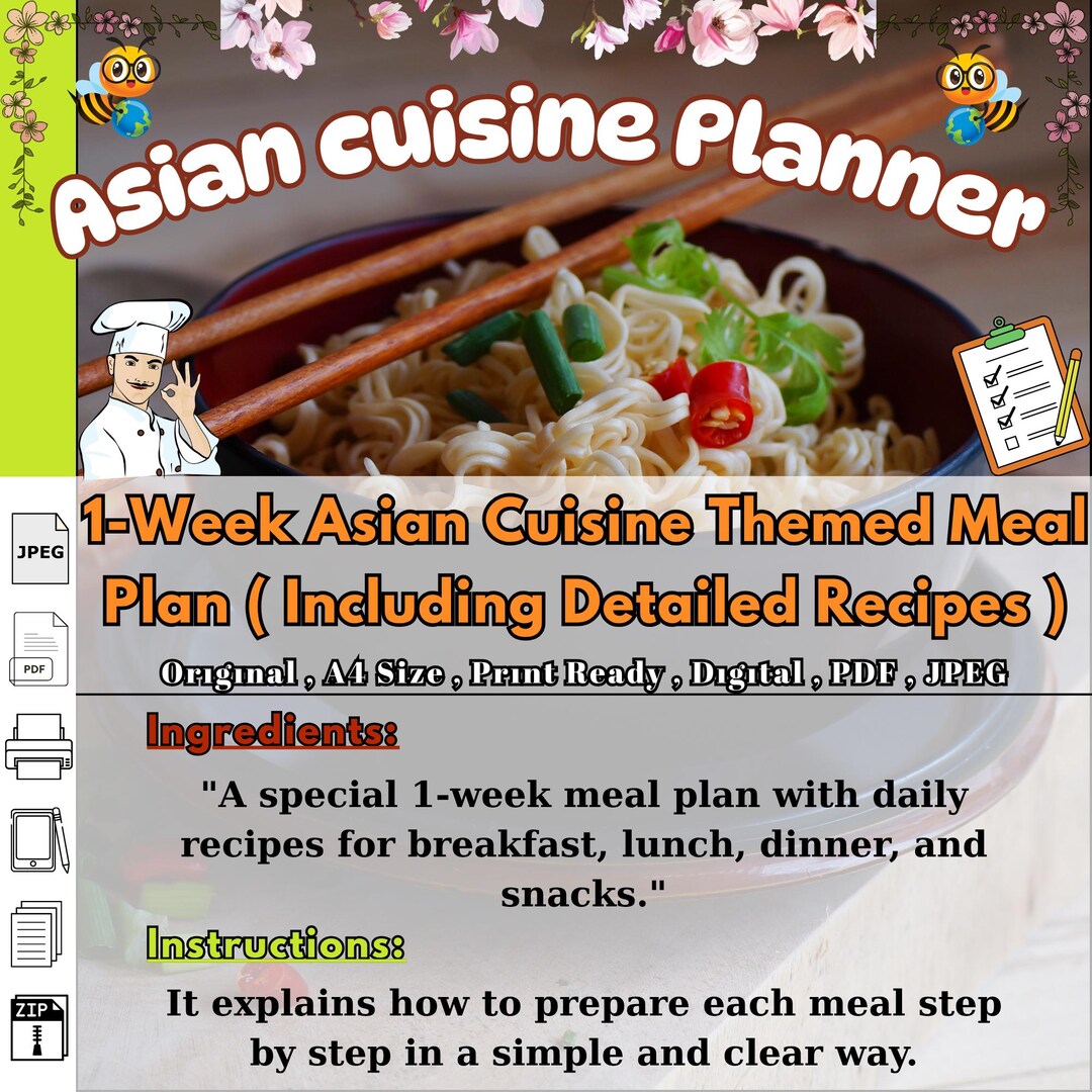 Asian Meal Plan Digital Download - 7-day Themed Cuisine Recipes ...