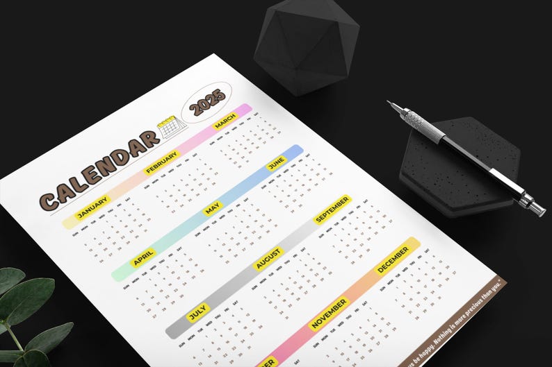 2025 Minimalist Calendar: Printable A4 Yearly Planner (PDF Download) - Etsy