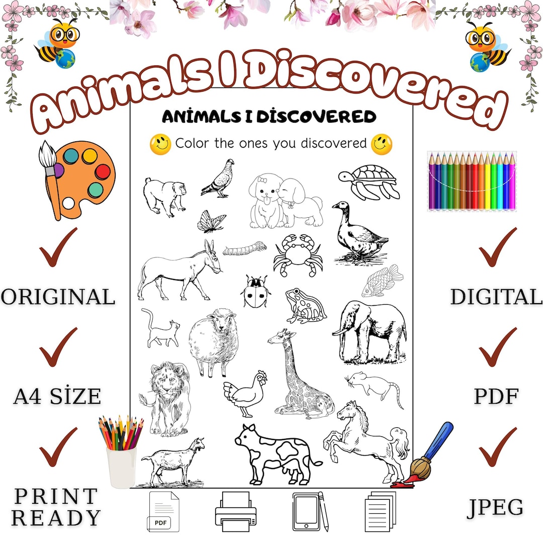 Animals I Discovered Coloring Page: Nature Scavenger Hunt (PDF ...