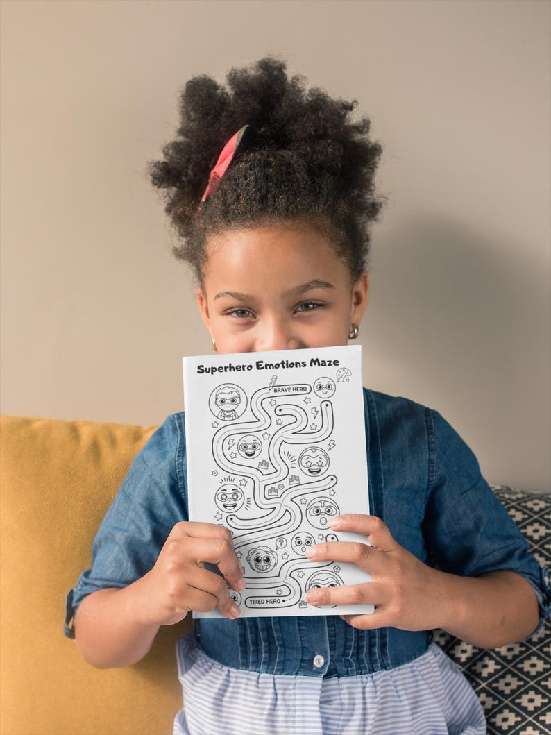 Superhero Emotions Maze Coloring Page: Kids Printable Worksheet (PDF ...
