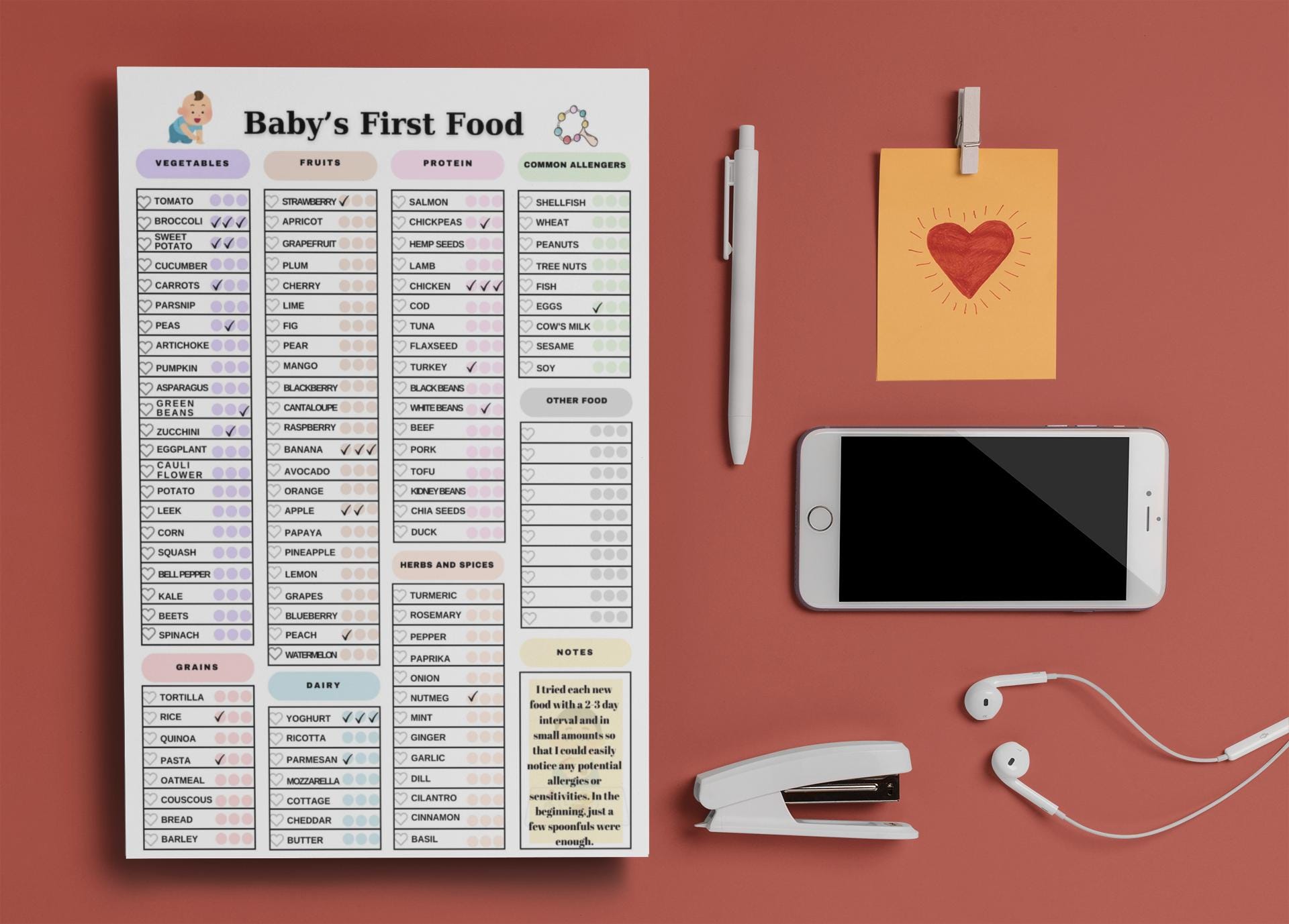 Baby First Food Tracker Printable I First Foods Chart Baby Led Weaning ...