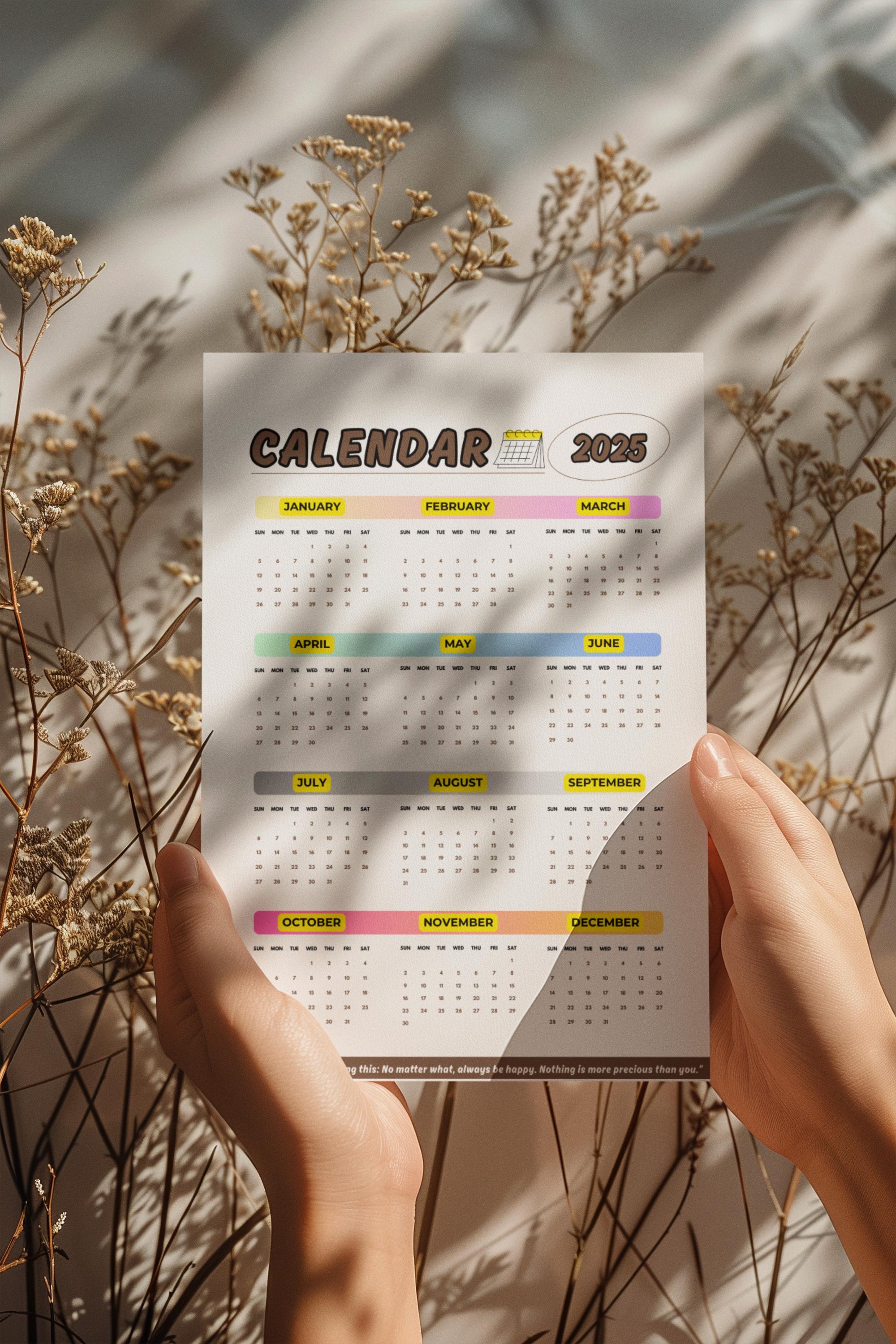 2025 Minimalist Calendar: Printable A4 Yearly Planner (PDF Download) - Etsy