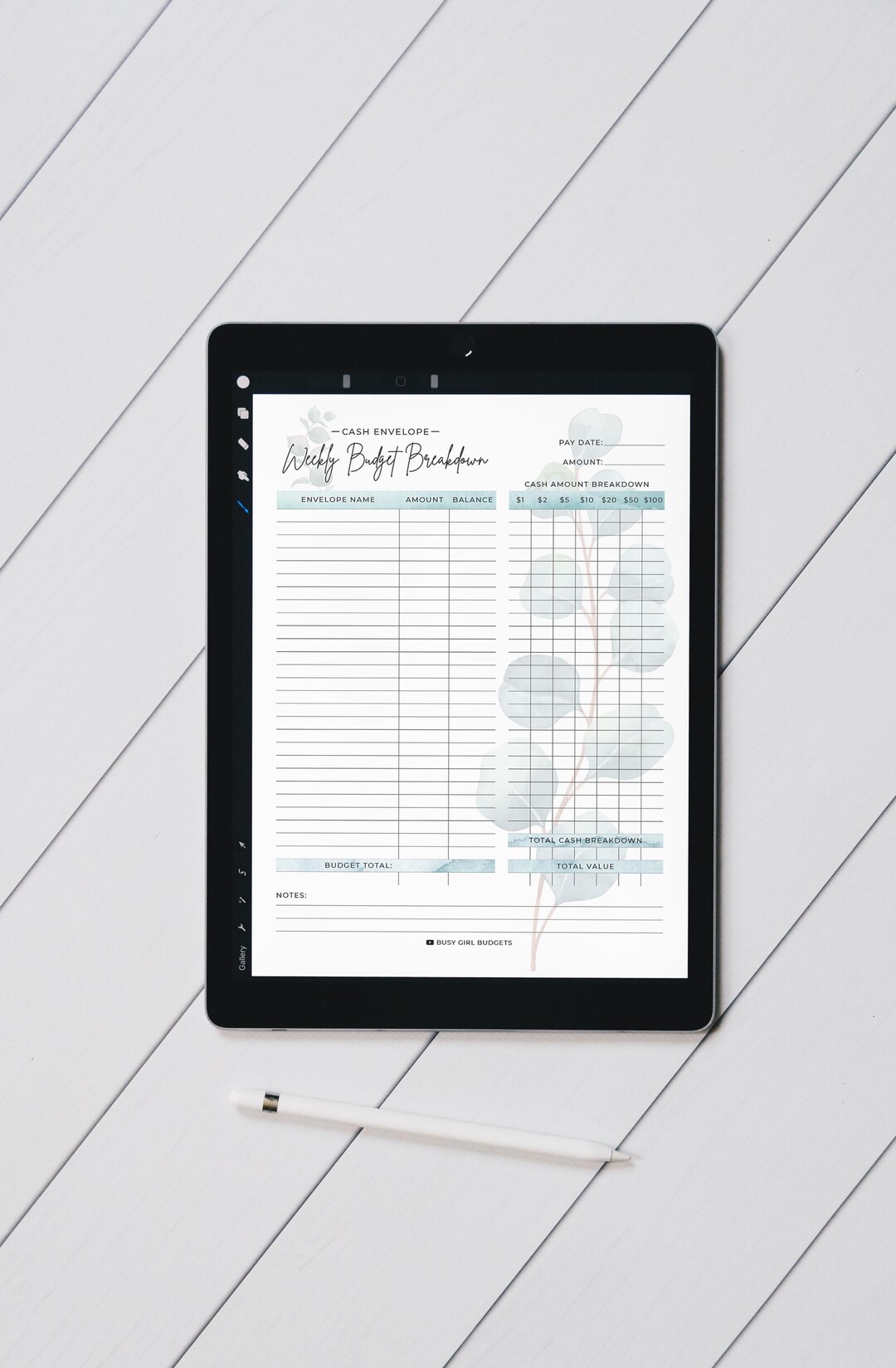 DIGITAL Weekly Budget Breakdown Template With Bill Amounts | Printable ...