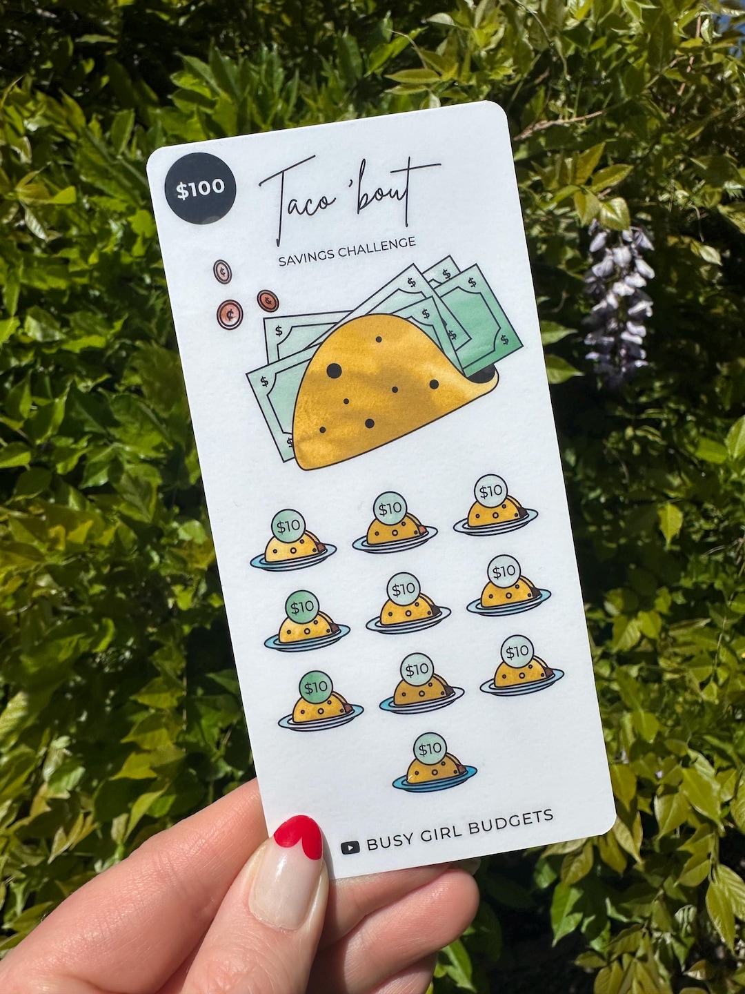 Taco Savings Challenge Tracker | Laminated 100 Dollar Printable - Etsy