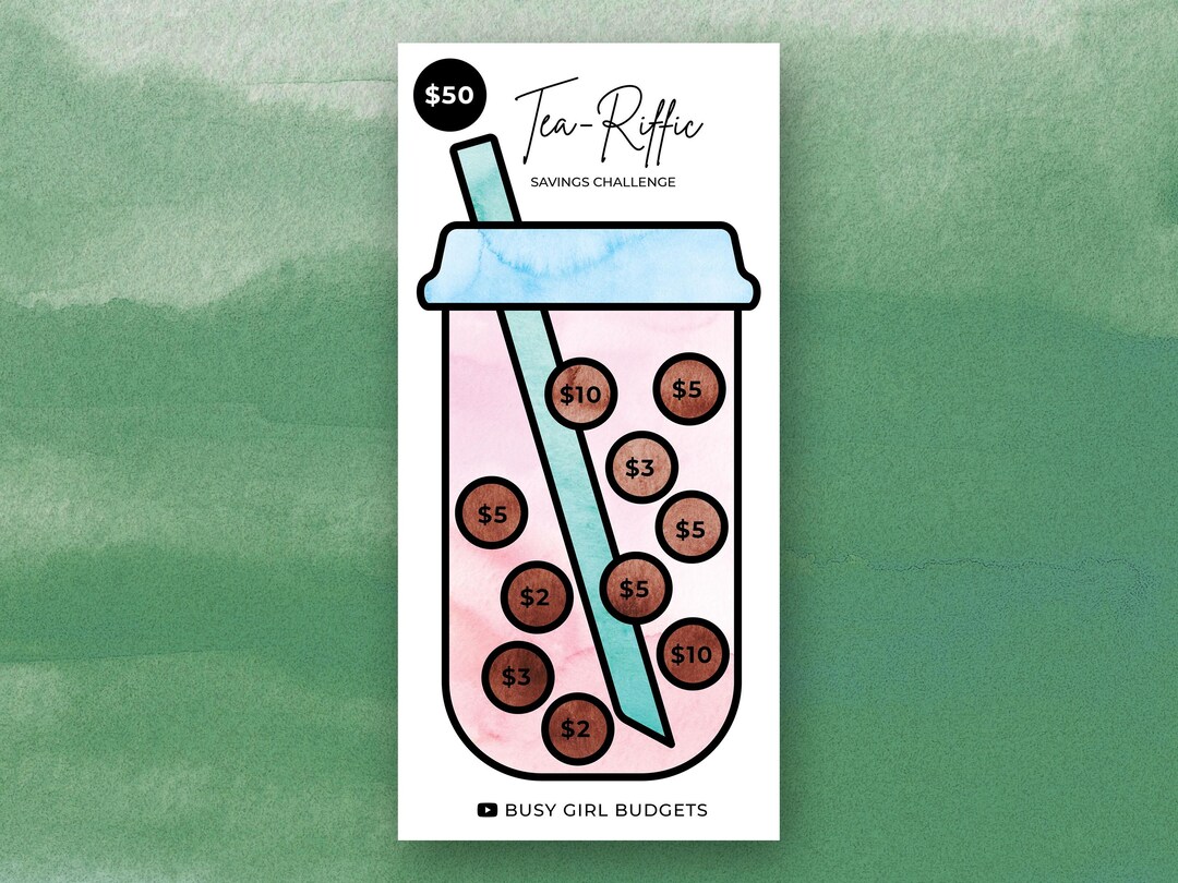 DIGITAL Tea-riffic Boba Tea-themed Savings Challenge | Instant Download ...