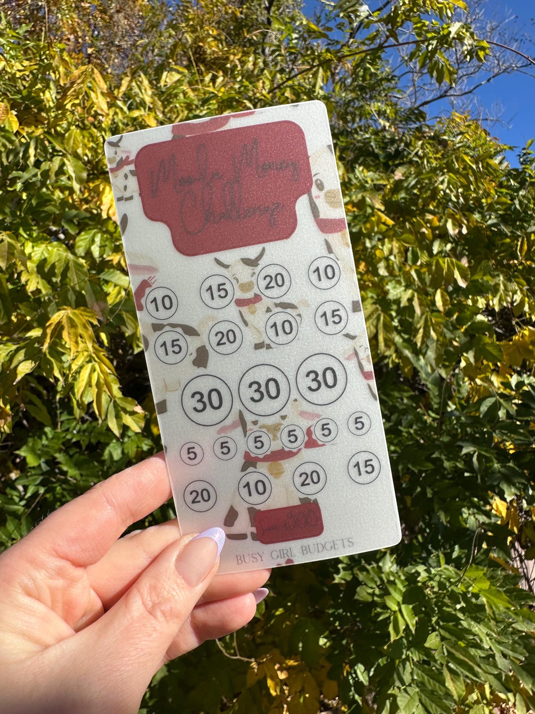 Moo-la Money Savings Challenge | Laminated Cash Stuffing Supplies - Etsy