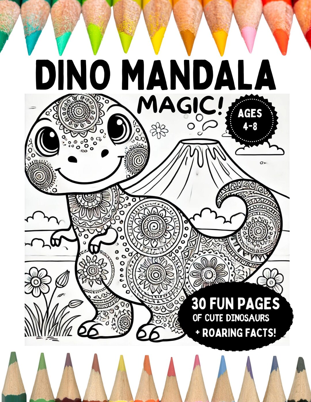 Dino Mandala Coloring Book for Kids – Fun Prehistoric Activity PDF ...