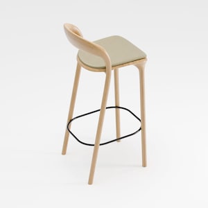 Semi-bar Stool Baltera in Solid Oak – Elegant Mid-height Wooden Stool ...