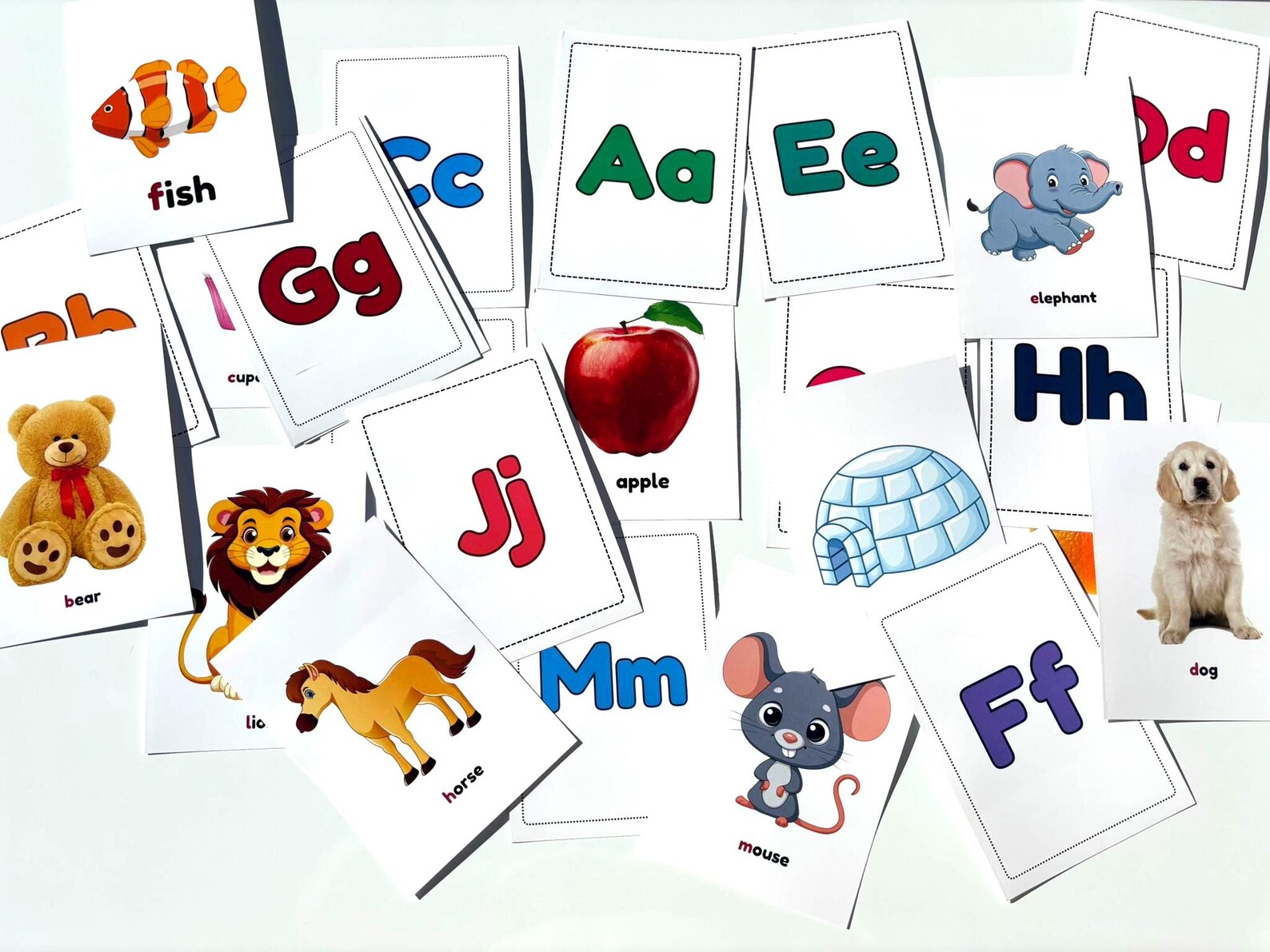 Printable Alphabet Flashcards, 52 A-Z Letters for Toddlers With ...