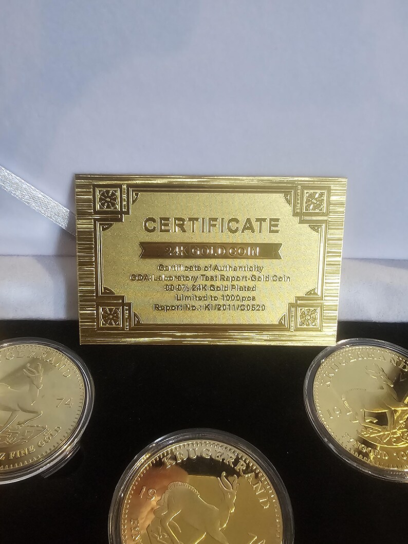 5pcs X 1974 Krugerrand South Africa Gold Coins in Case With Sertificate ...