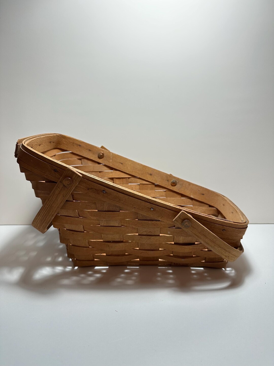 Vintage Handwoven Signed Slant Angle Longaberger Basket - Etsy