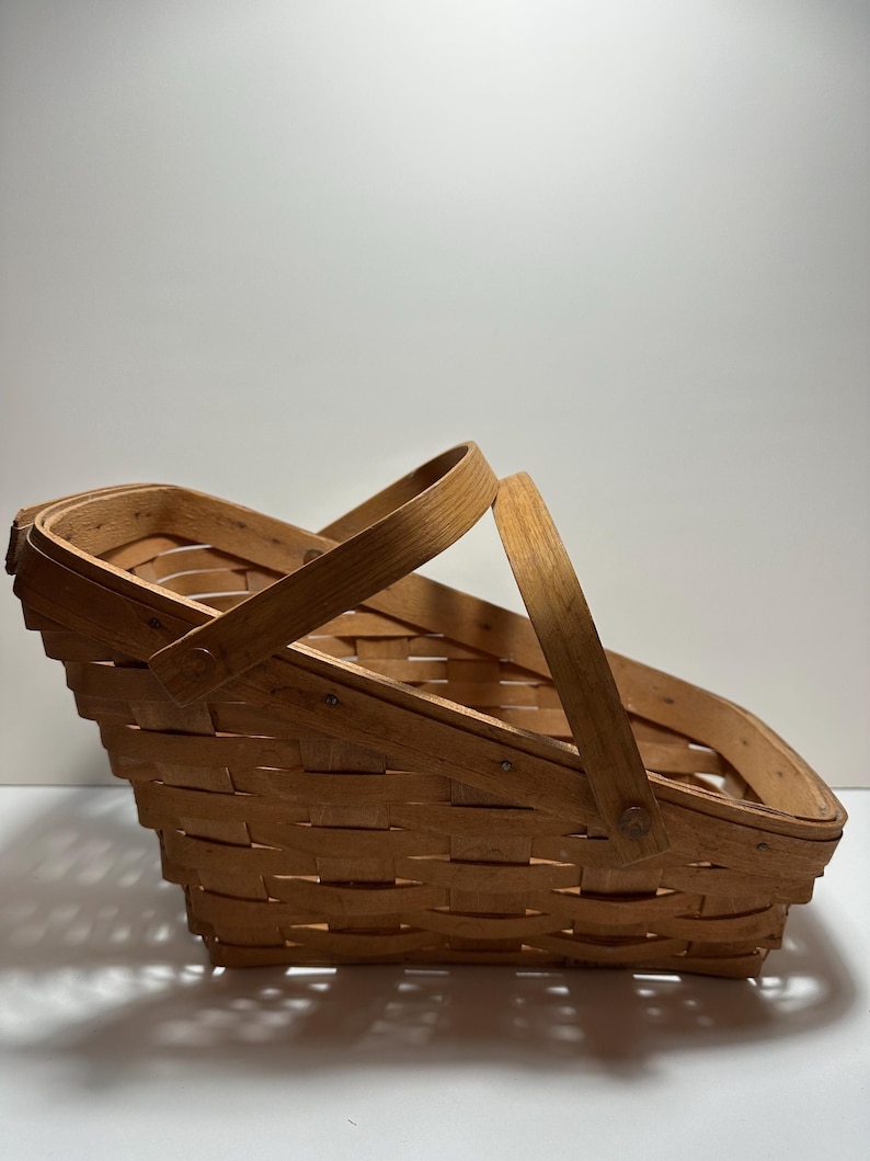Vintage Handwoven Signed Slant Angle Longaberger Basket - Etsy