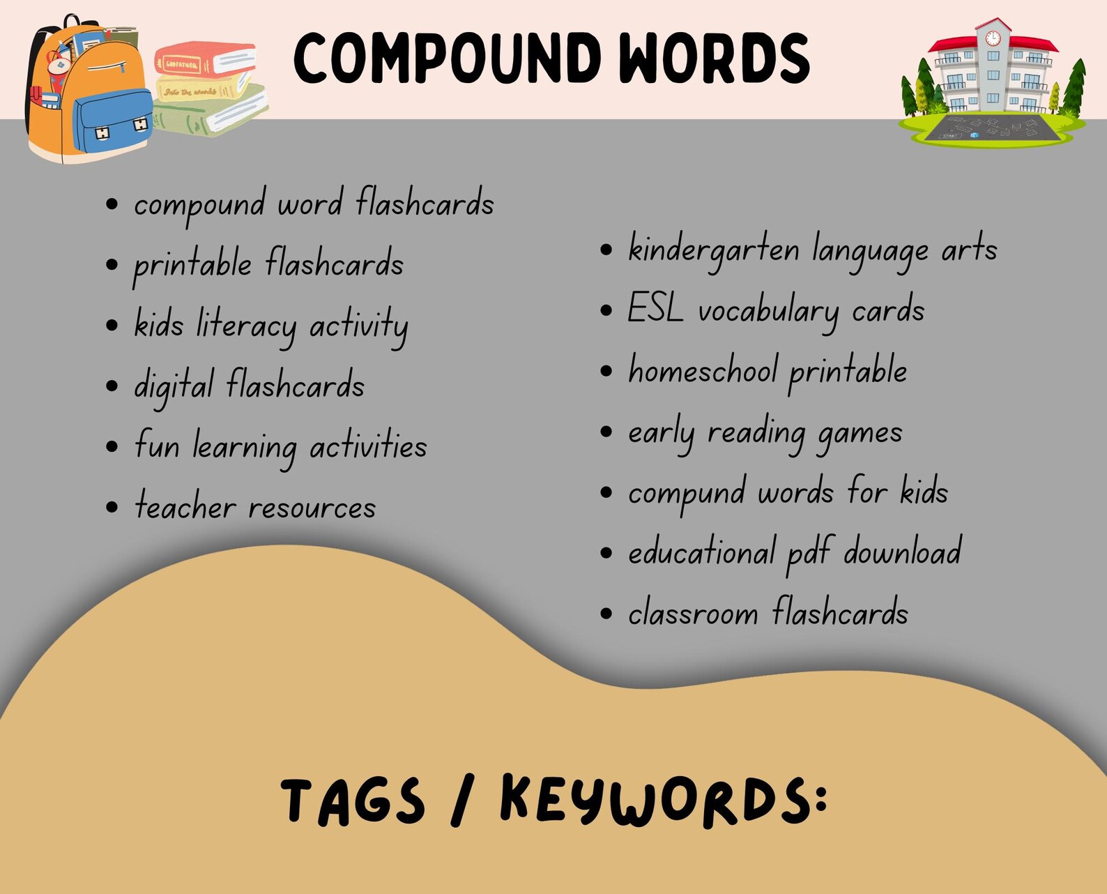 30 Sets Compound Words Flashcards With Games - Etsy