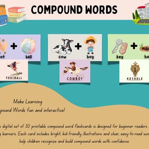 30 Sets Compound Words Flashcards With Games - Etsy
