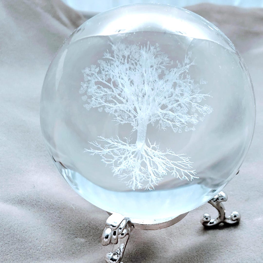 Tree of Life Crystal Ball, Spiritual Energy Healing, Meditation Decor ...